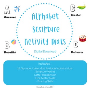 ABC Bible Activities for Kids, Kid's Bible Verse Alphabet, Kid's ...