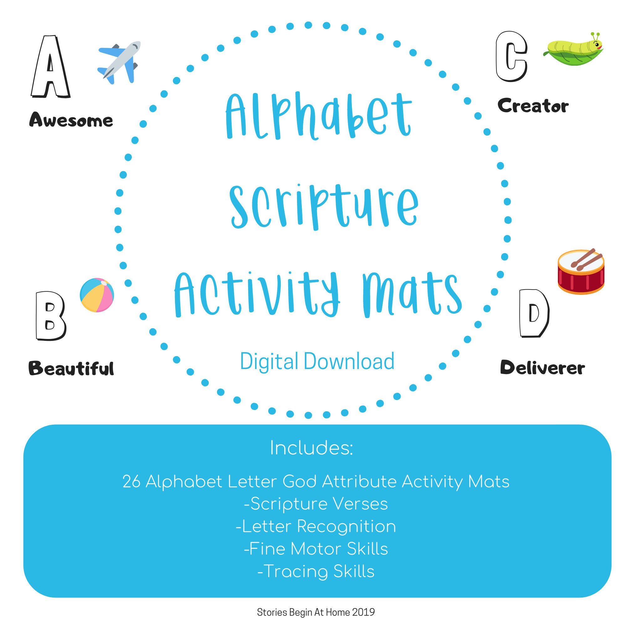 ABC Bible Activities for Kids, Kid's Bible Verse Alphabet, Kid's ...