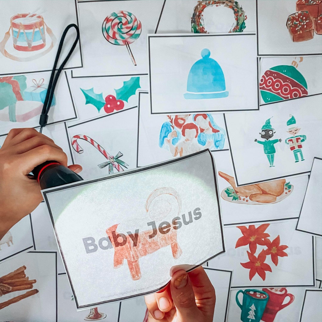 Christmas Flash Cards|christmas Flashlight Cards|christmas Vocabulary ...
