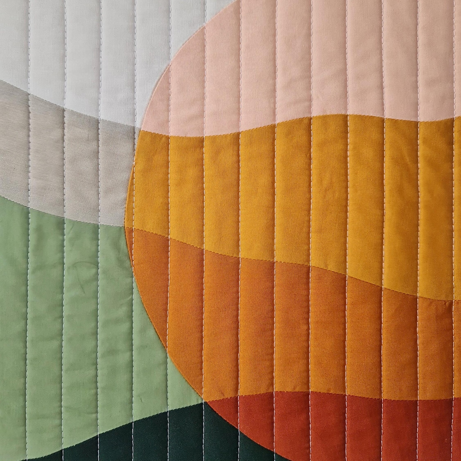 Modern Handmade Quilted Textile Sunset Vertical Wall Hanging - Etsy
