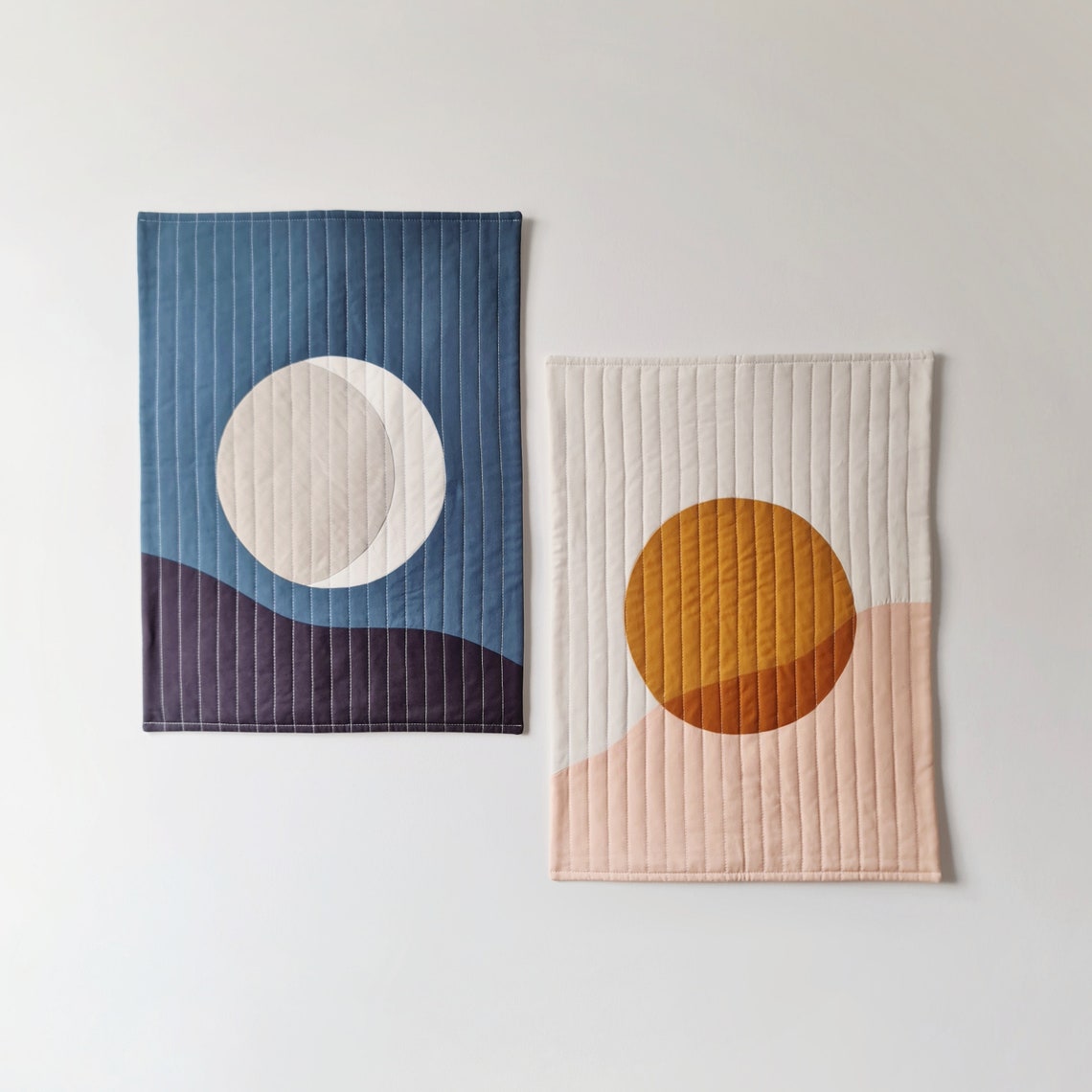 Sun and Moon Wall Hanging Pair Quilted Wall Hanging Modern - Etsy