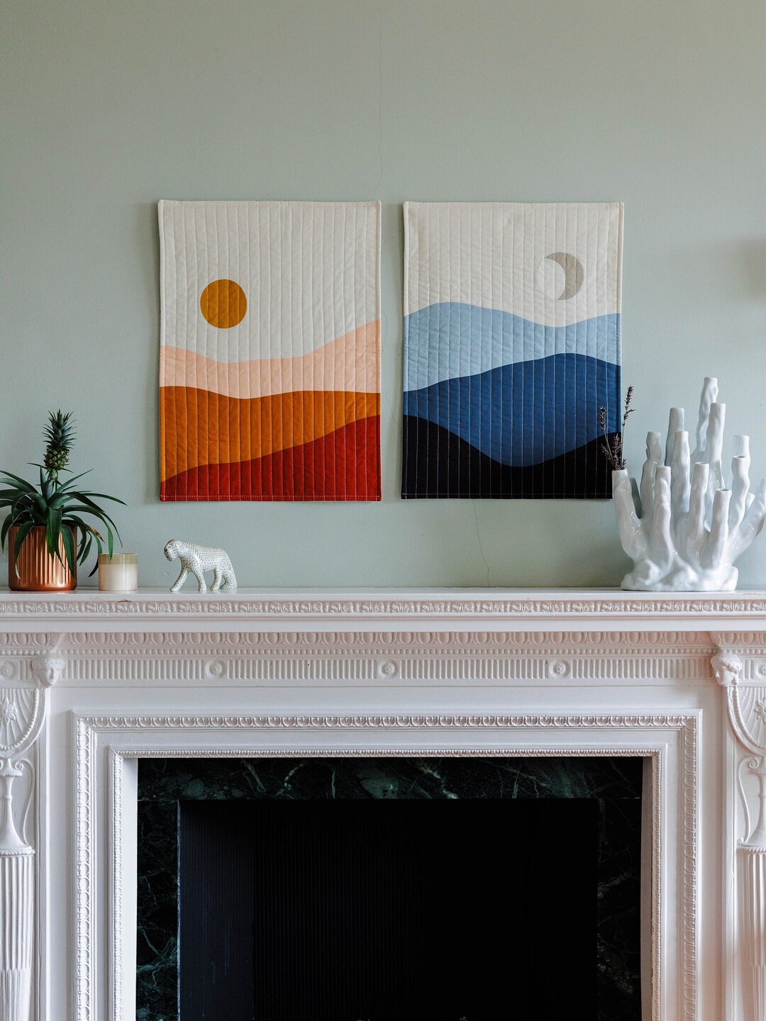 Sun and Moon Wall Decor - Wall Hanging Pair - Sun and Moon Tapestry ...