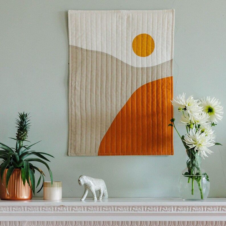 Arazzo trapuntato con sole, decorazione murale moderna in stile boho ...