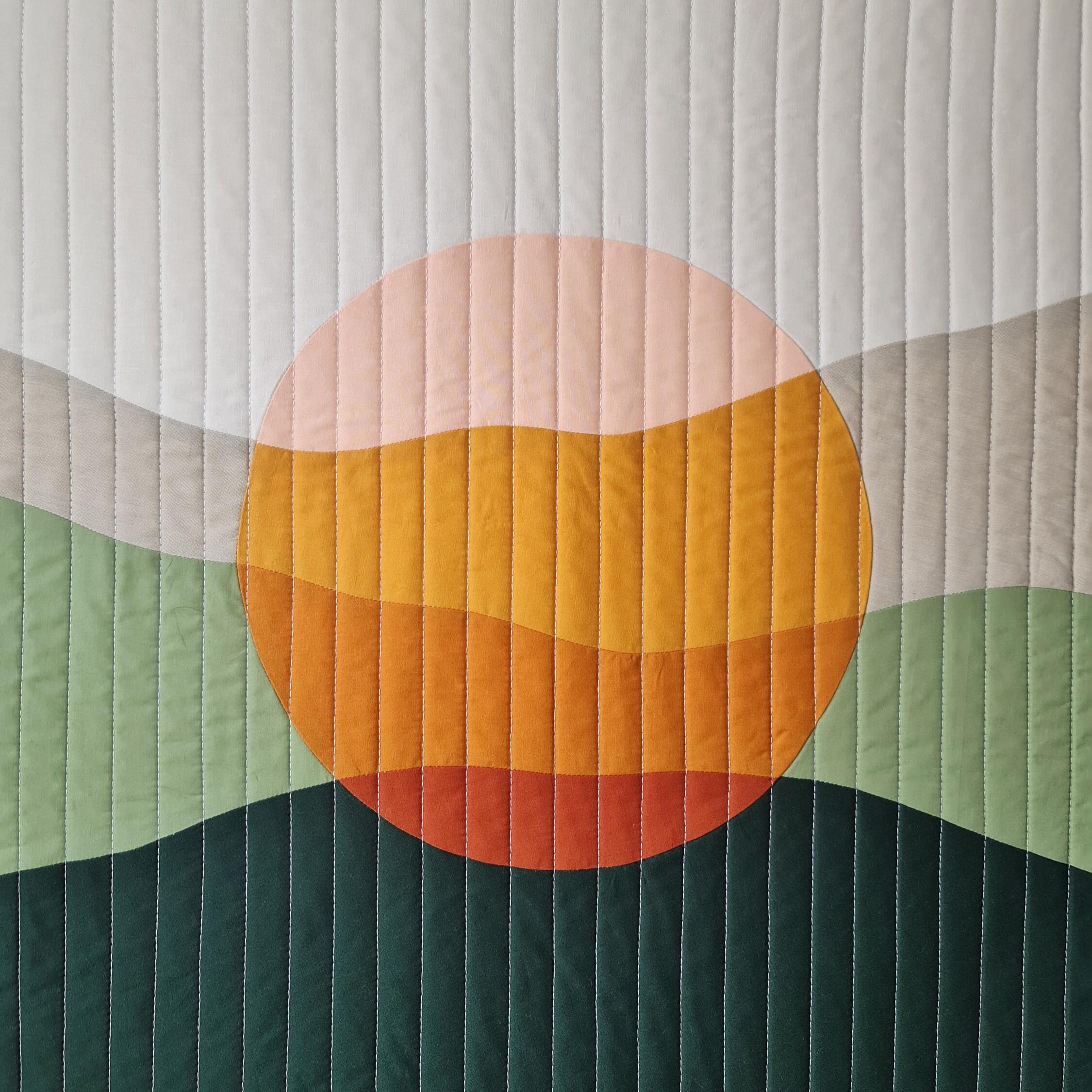 Modern Handmade Quilted Textile Sunset Vertical Wall Hanging - Etsy