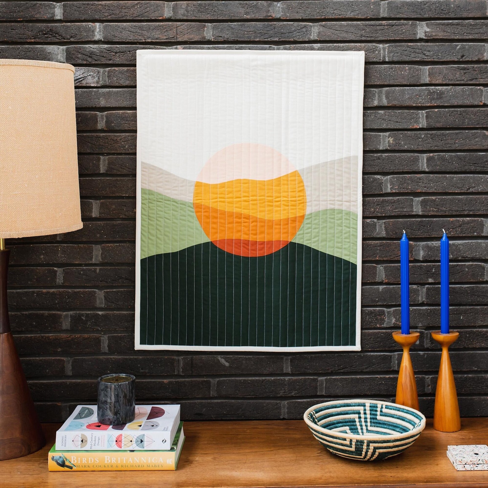 Modern Handmade Quilted Textile Sunset Vertical Wall Hanging - Etsy