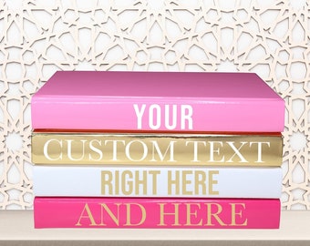 4 Pink Gold BOOK Set Designer Custom Books for Home Shelf Decor , Blank ...
