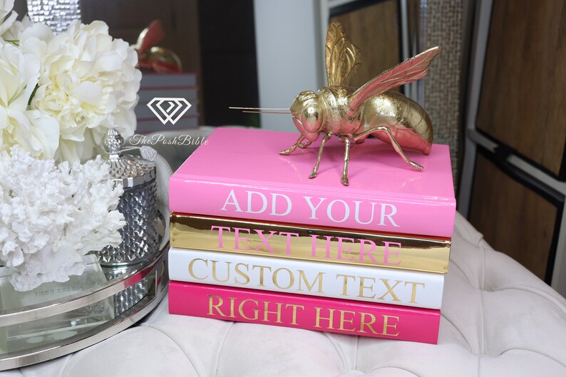 4 Pink Gold BOOK Set Designer Custom Books for Home Shelf - Etsy