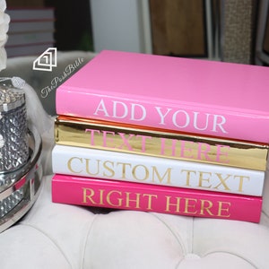 4 Pink Gold BOOK Set Designer Custom Books for Home Shelf Decor , Blank ...
