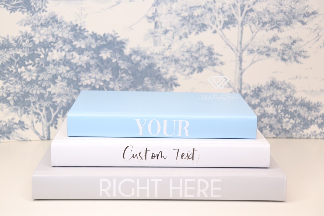 Custom Book Set for Home Decor BLANK PAGES Light Blue White & Grey - Etsy