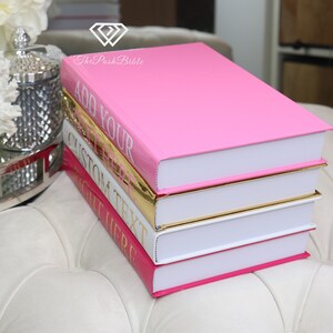 4 Pink Gold BOOK Set Designer Custom Books for Home Shelf Decor , Blank ...