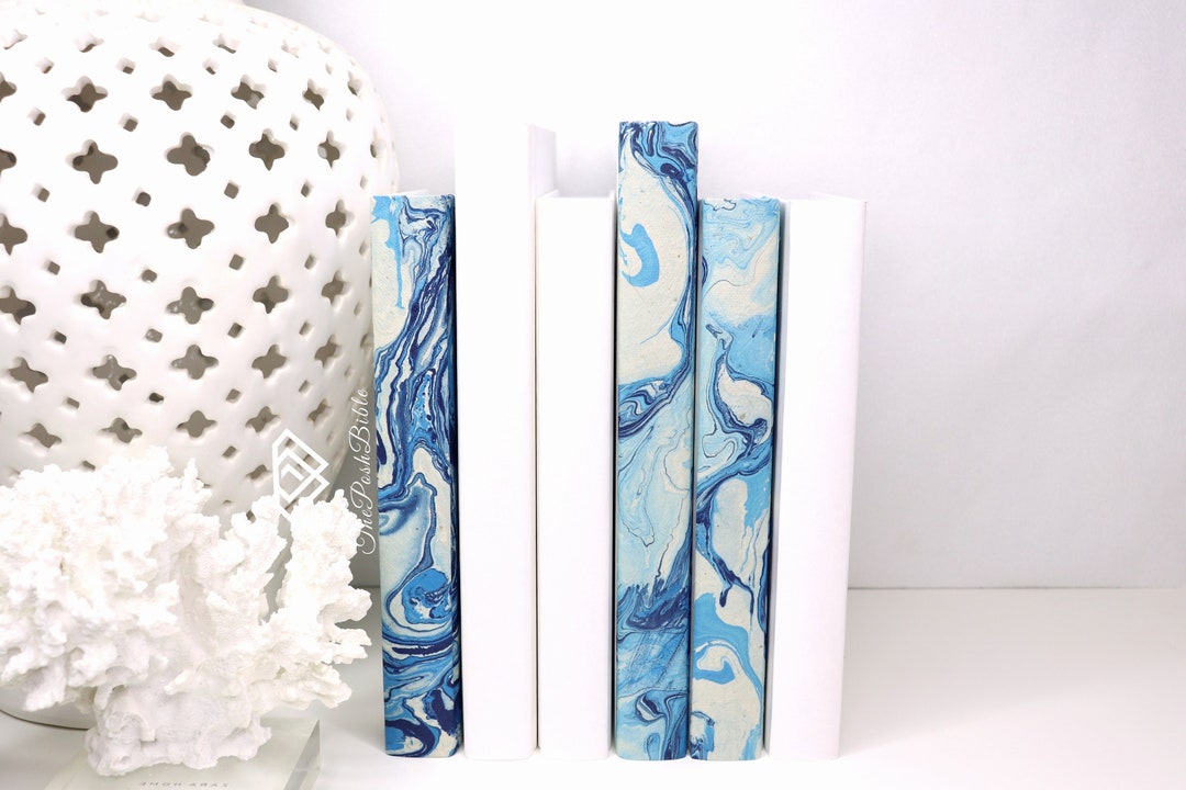 6 Blue Marble BOOKS Hand Painted Books for Home Shelf Coffee - Etsy