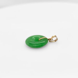 Real Jade Small Donut Round Pendant-jade Circle Necklace-solid 14K ...