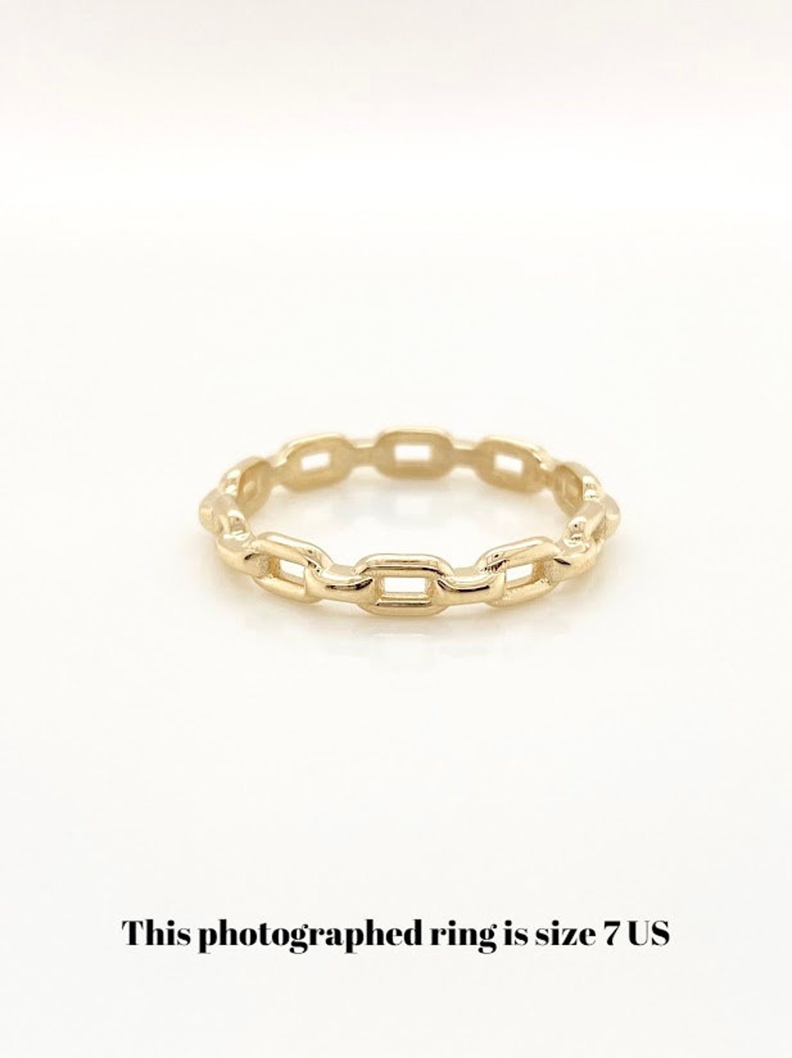 Real 14K Solid Gold Chain Paperclip Ring Stacking Ring | Etsy