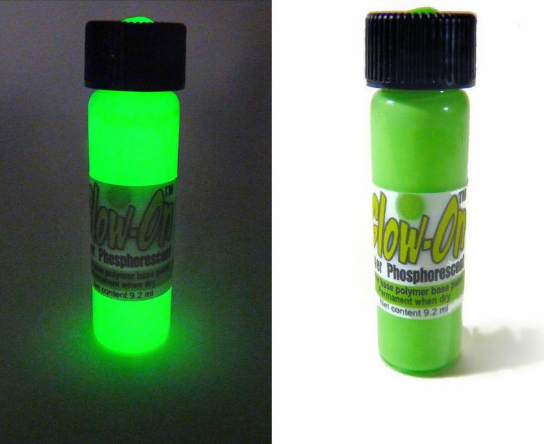 Glow-on® Super Phosphorescent Glow Paint Largel 9.2 Ml Vial GREEN - Etsy