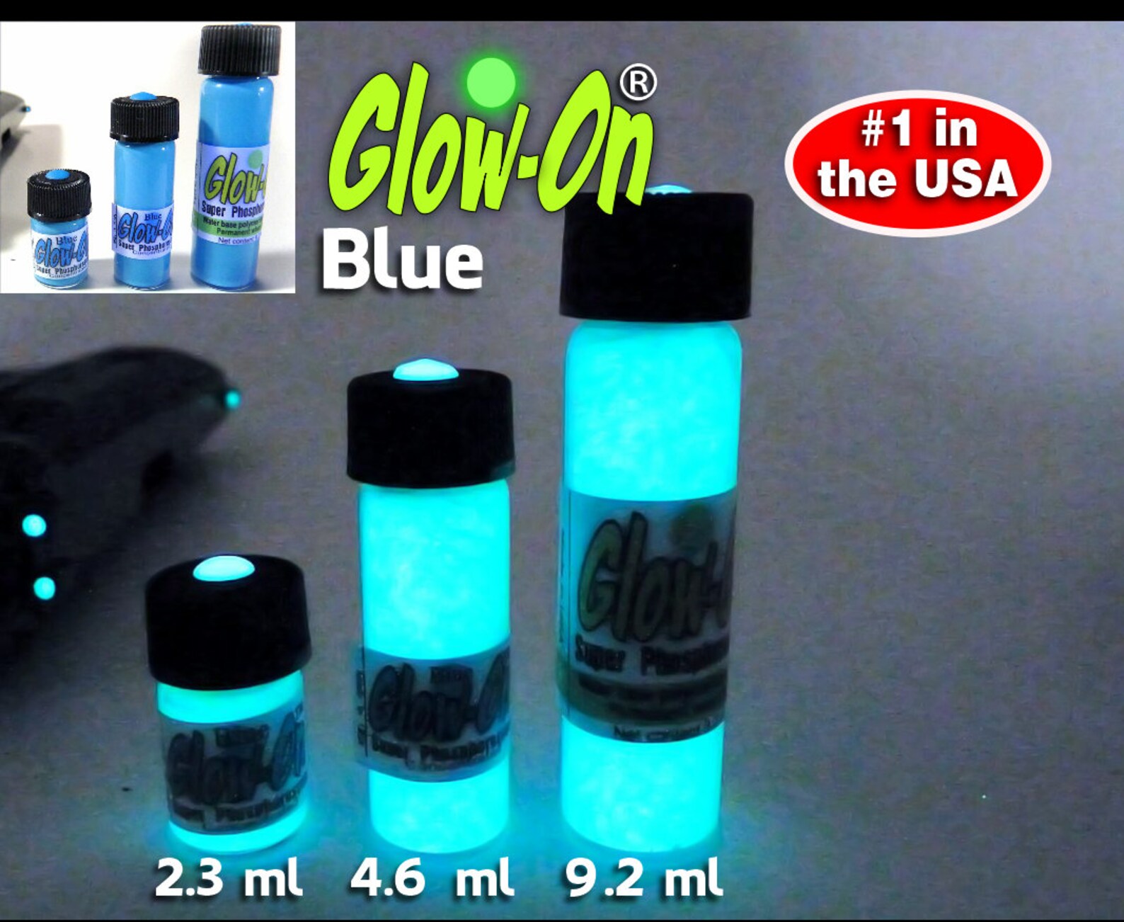 Glow-on® Super Phosphorescent Glow Paint Large 9.2 Ml Vial BLUE - Etsy