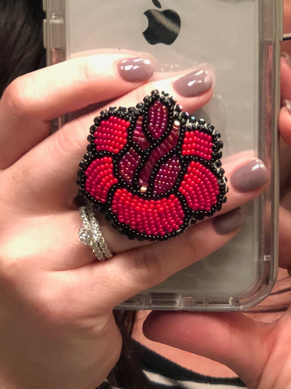 Red Rose Contemporary Beaded Popsocket | Phone Accessory - Etsy