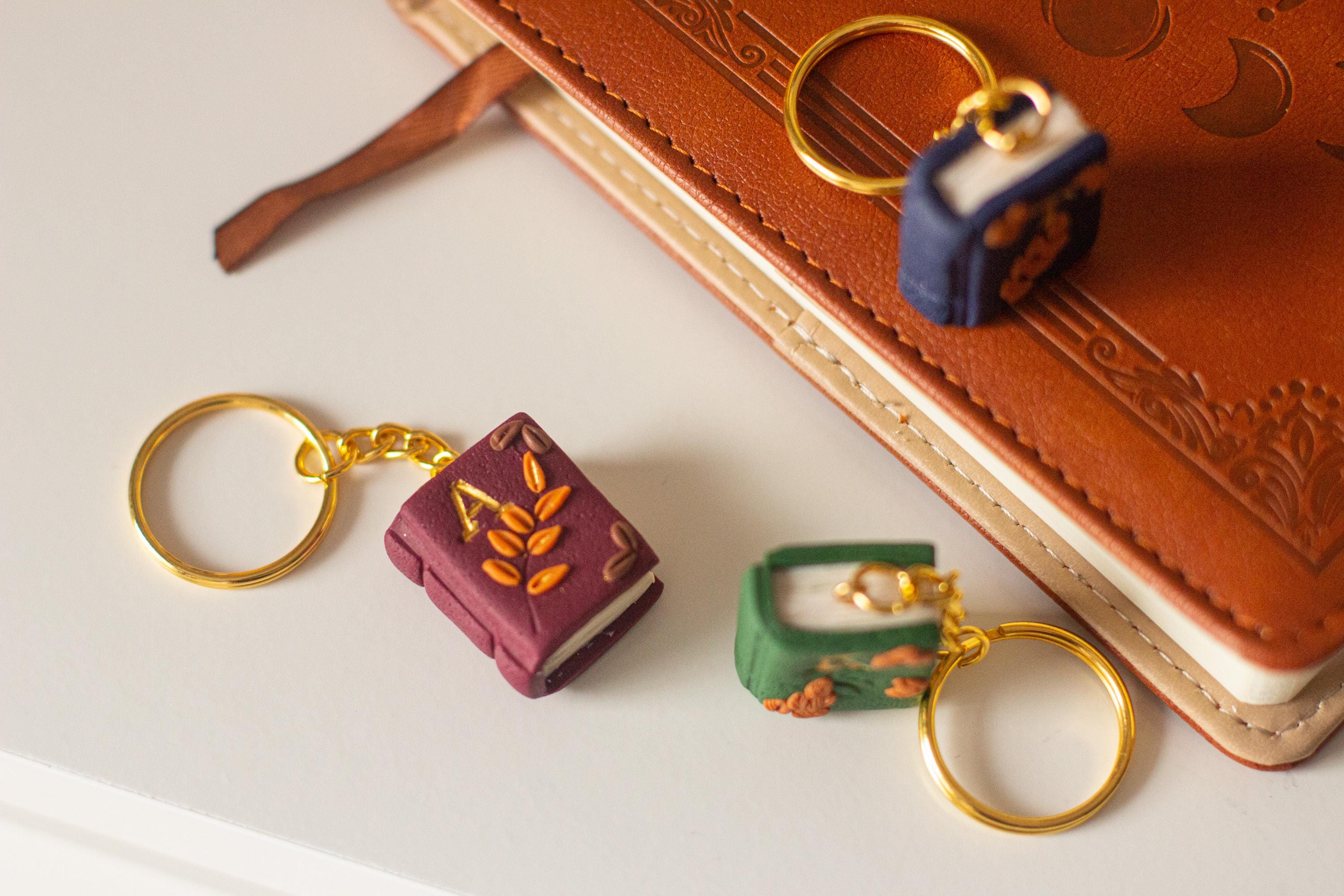 Personalized Mini Book Keychain With Gold Monogram – Customizable Gift ...