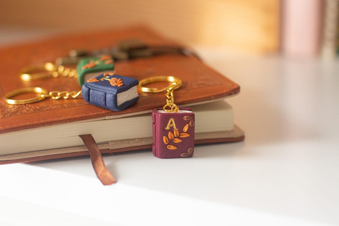 Personalized Mini Book Keychain With Gold Monogram – Customizable Gift ...