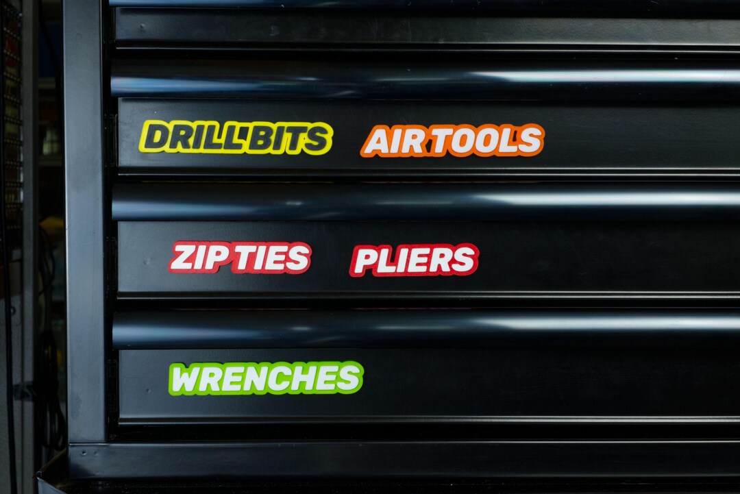 Customizable Tool Box Labels (10 Pack) Magnetic Drawer Badges | Made in ...
