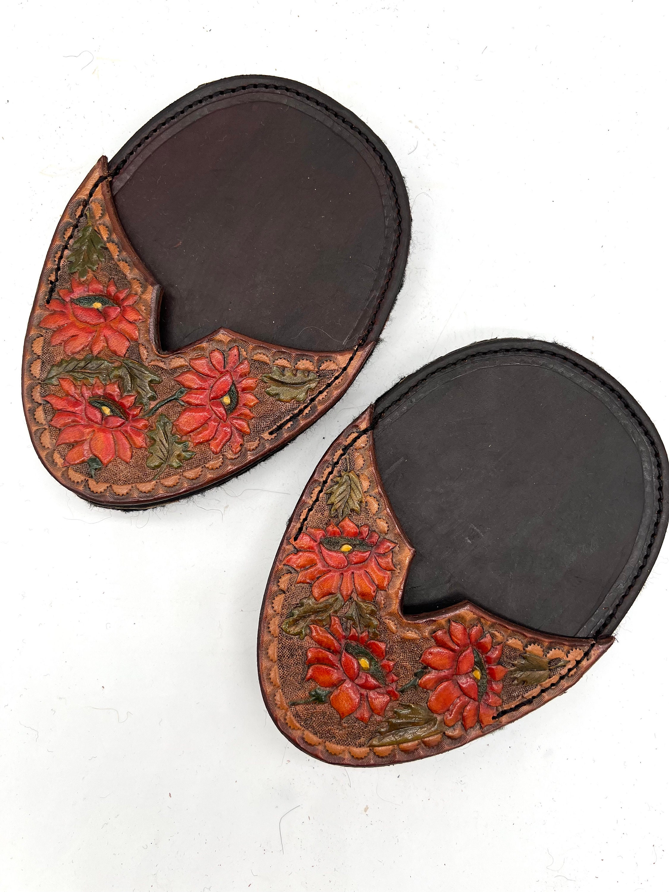 Hand-tooled Leather Cinch Guards With Sheepskin Lining – Western ...