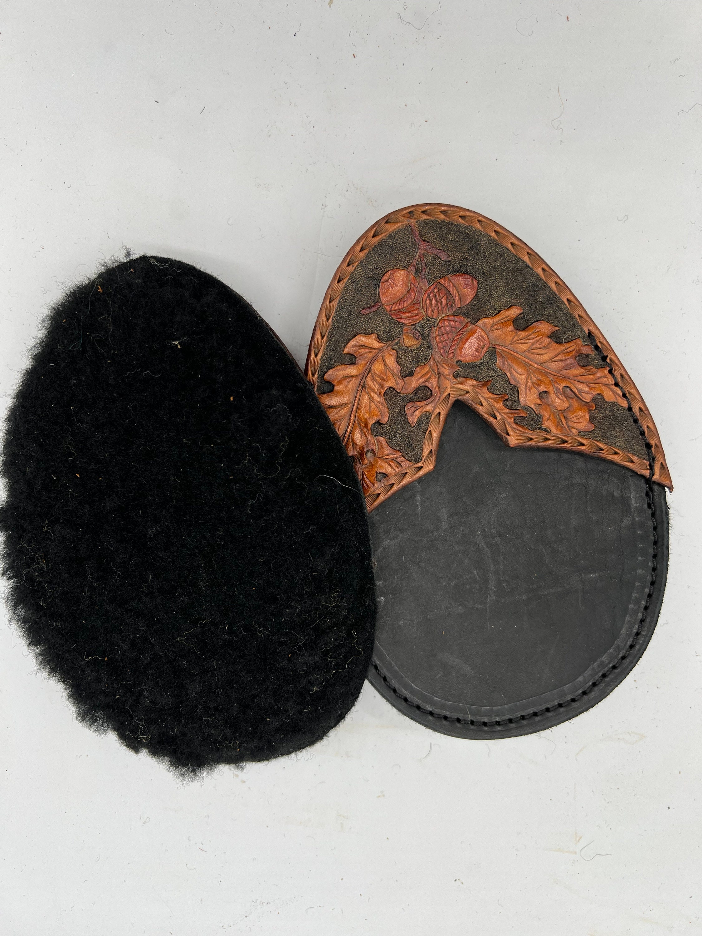 Hand-tooled Leather Cinch Guards With Sheepskin Lining - Western Saddle ...