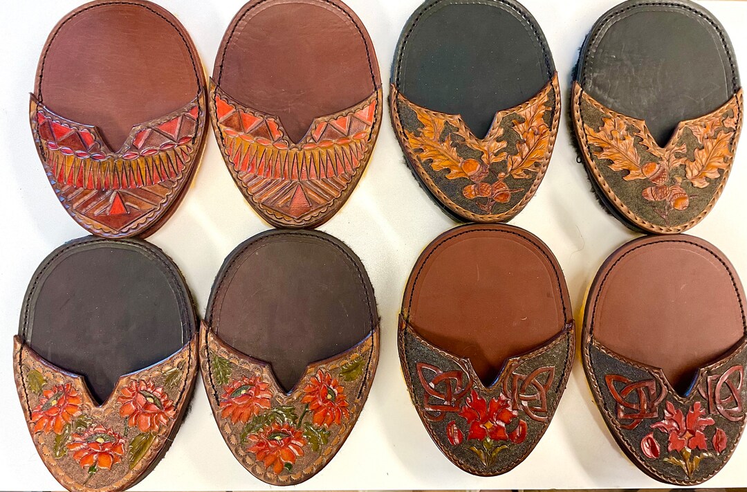 Hand-tooled Leather Cinch Guards With Sheepskin Lining – Western ...