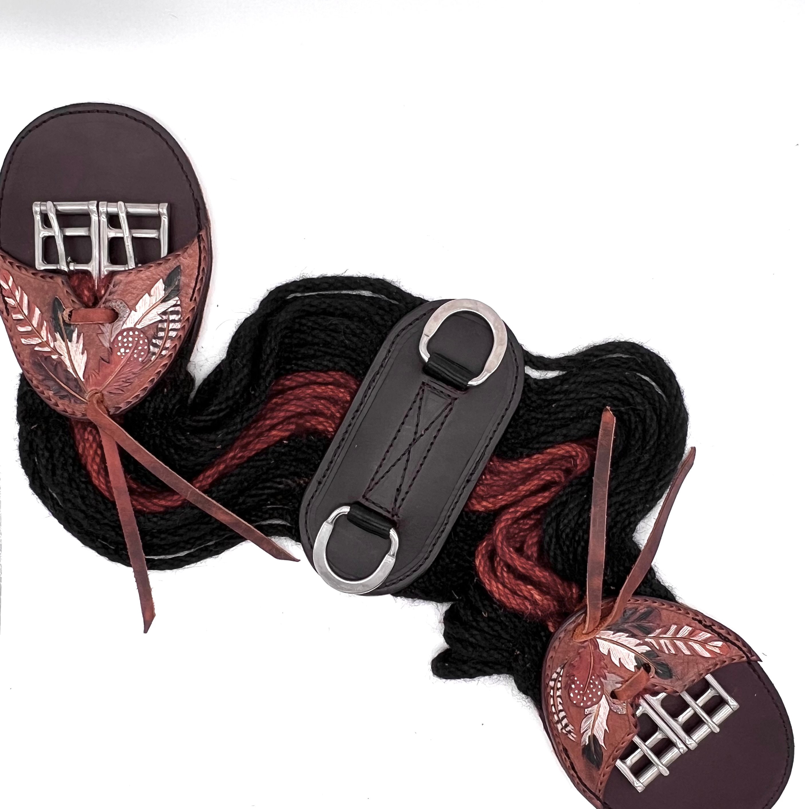 Hand-tooled Leather Cinch Guards With Sheepskin Lining - Western Saddle ...