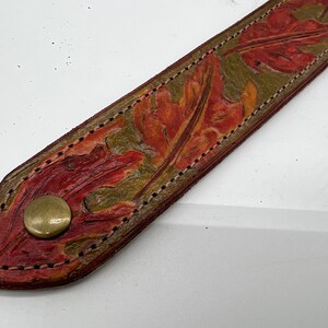 Leather Cuff Hand Tooled Maple Leaves Hand Painted Leather Bracelet - Etsy