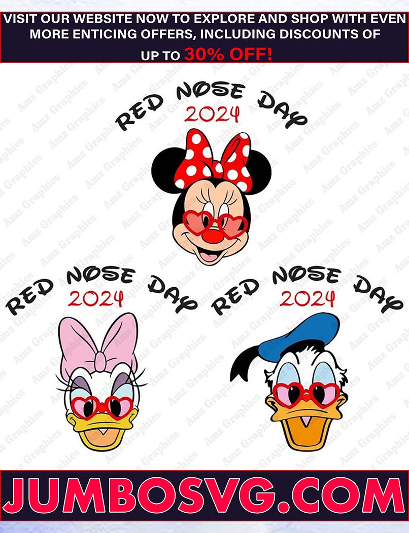 6 Mouse and Friend Cartoon Red Nose Day Png Bundle, Red Nose Cartoon ...