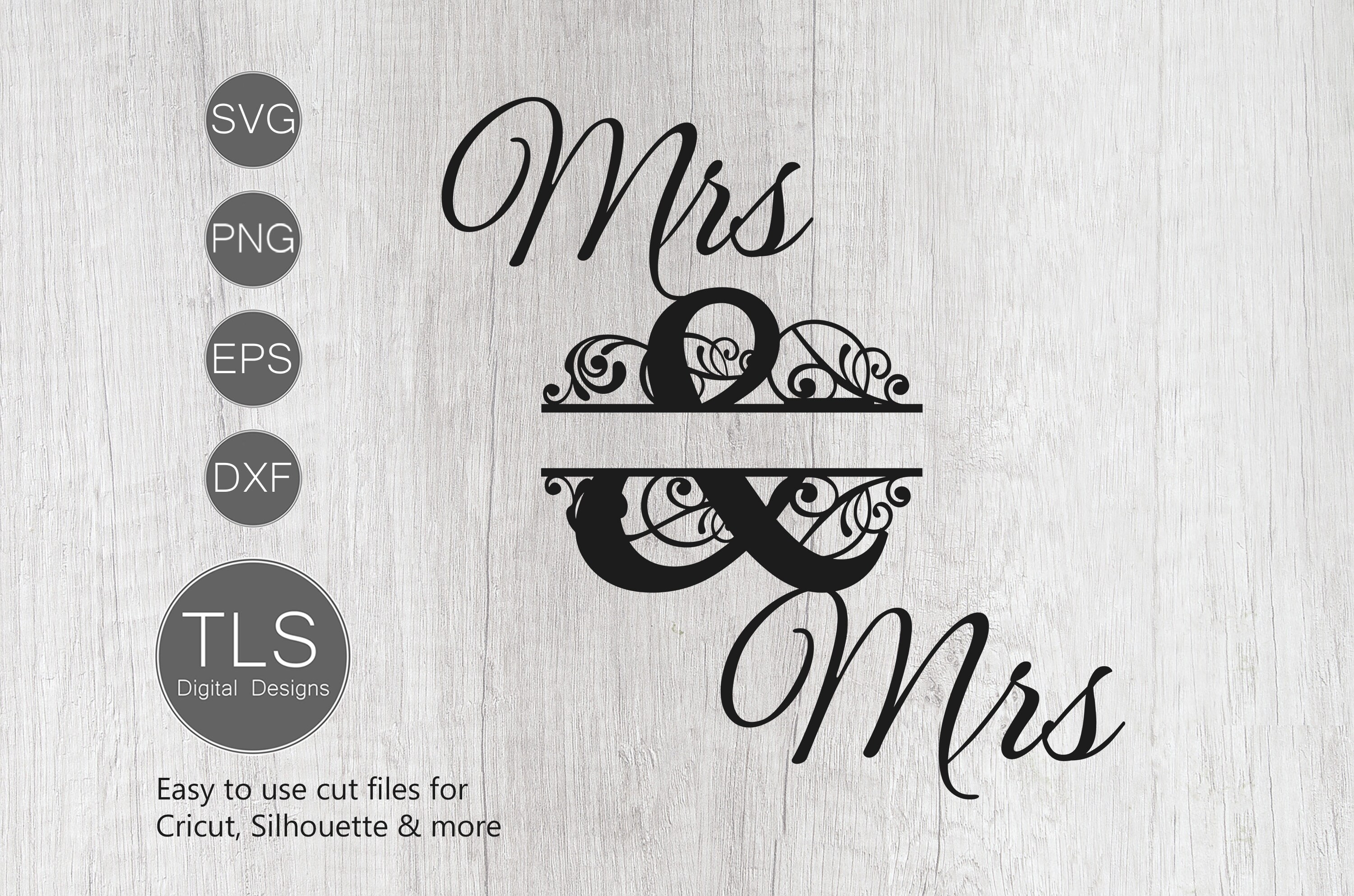Mrs And Mrs Svg Gay Wedding Svg Spilt Monogram Cricut Lesbian Etsy