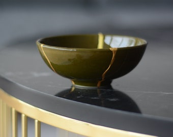 Green Kintsugi Inspired Bowl Handmade Iznik Pottery | Etsy