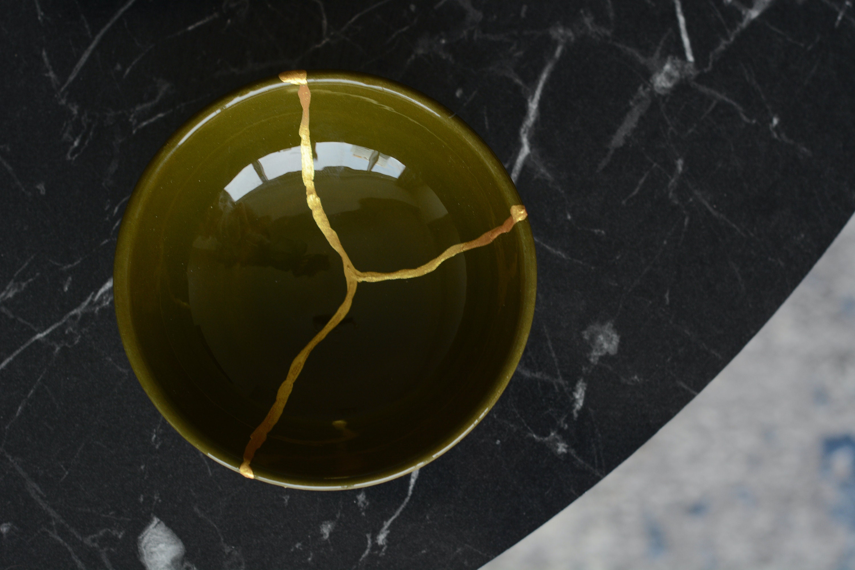 Olive Khaki Green Kintsugi Inspired Bowl Handmade Iznik Pottery - Etsy