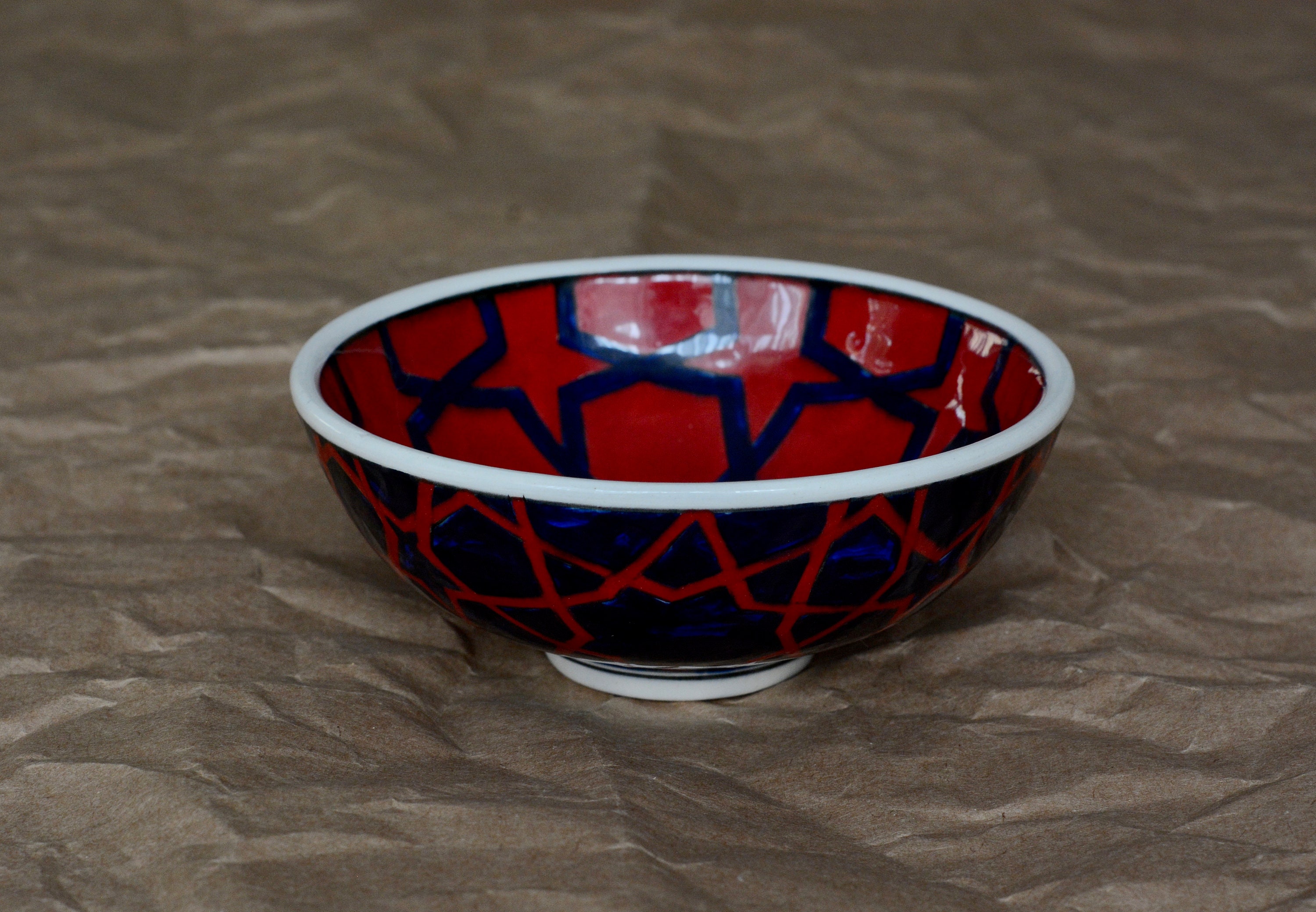 Geometric Pattern Bowls - Set of Four - Handmade Iznik Pottery - Etsy