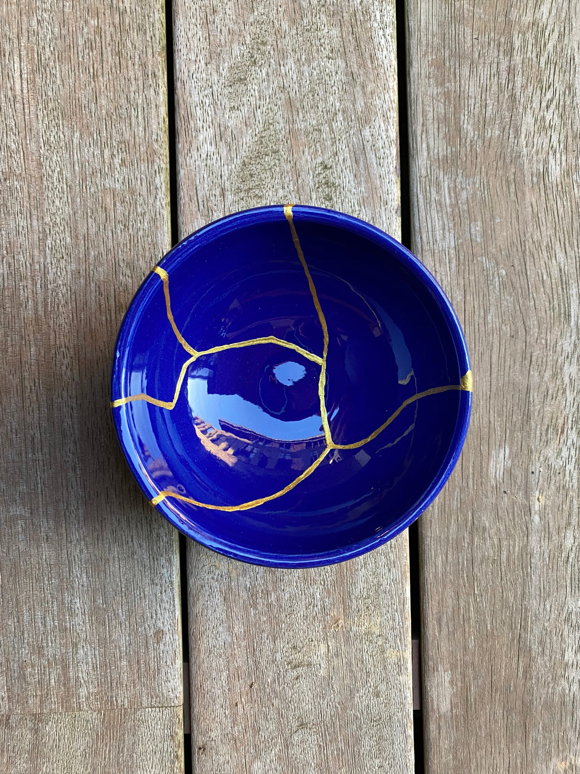 Navy Blue Kintsugi Inspired Bowl Handmade Iznik Pottery - Etsy UK