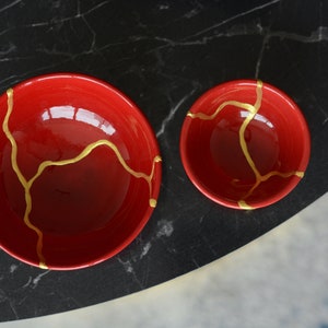 Small Size Red Kintsugi Inspired Bowl - Handmade Iznik Pottery - Etsy