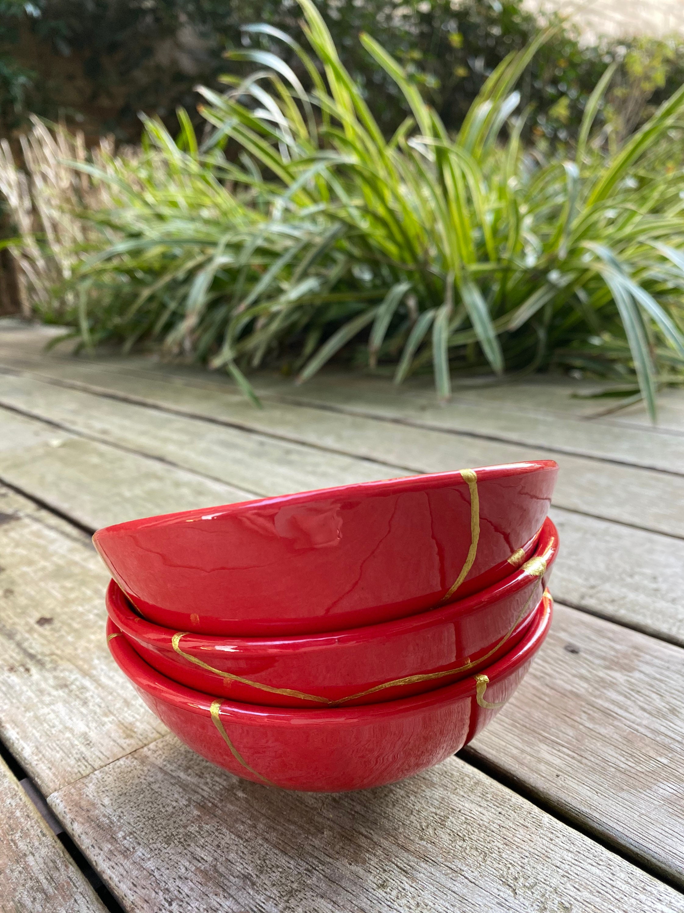 Red Kintsugi Inspired Bowl Handmade Iznik Pottery - Etsy