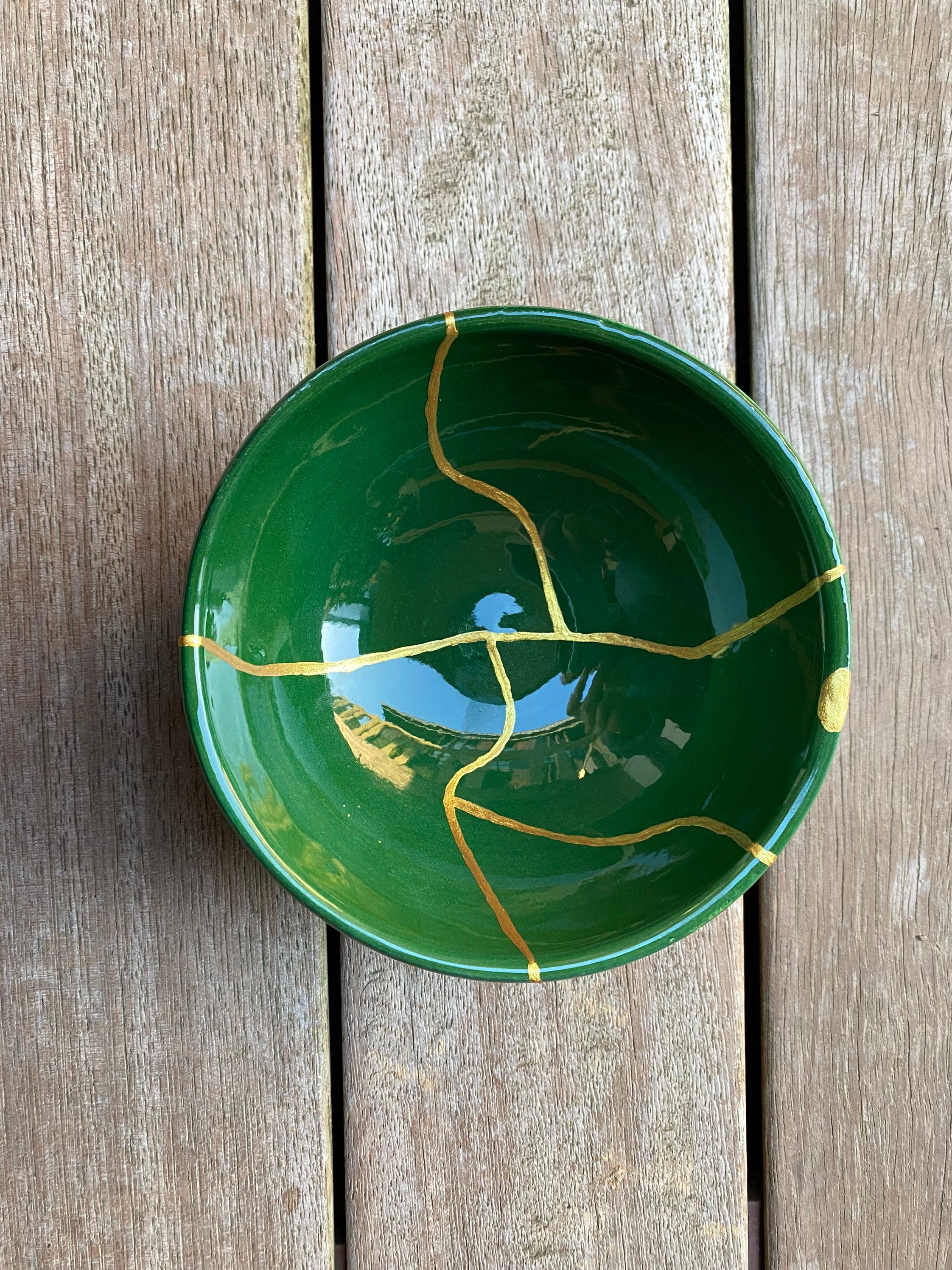 Green Kintsugi Inspired Bowl Handmade Iznik Pottery | Etsy