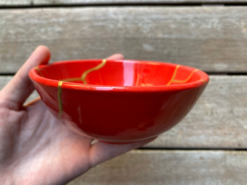 Red Kintsugi Inspired Bowl Handmade Iznik Pottery - Etsy