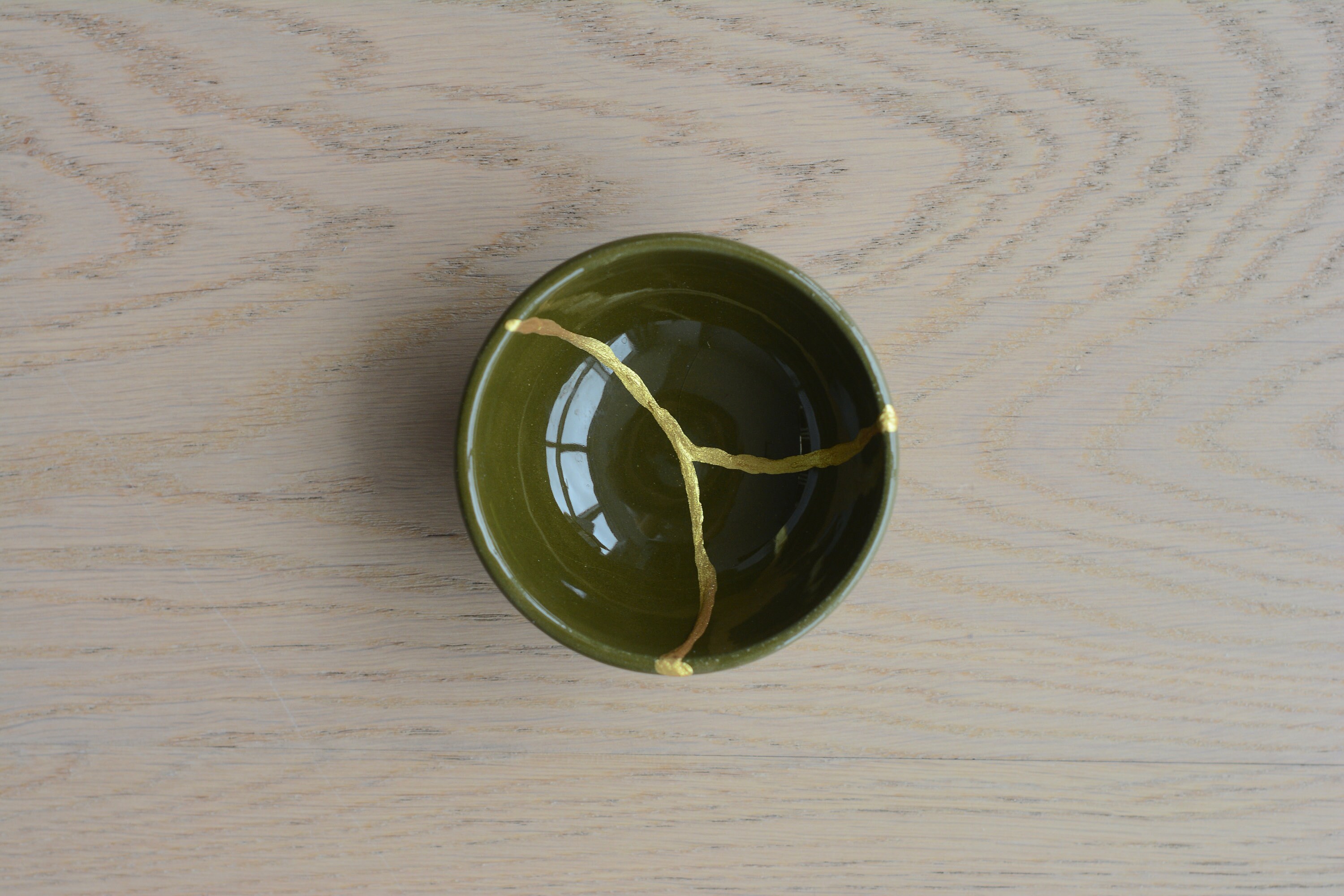 Small Size Olive Khaki Green Kintsugi Inspired Bowl - Handmade Iznik ...