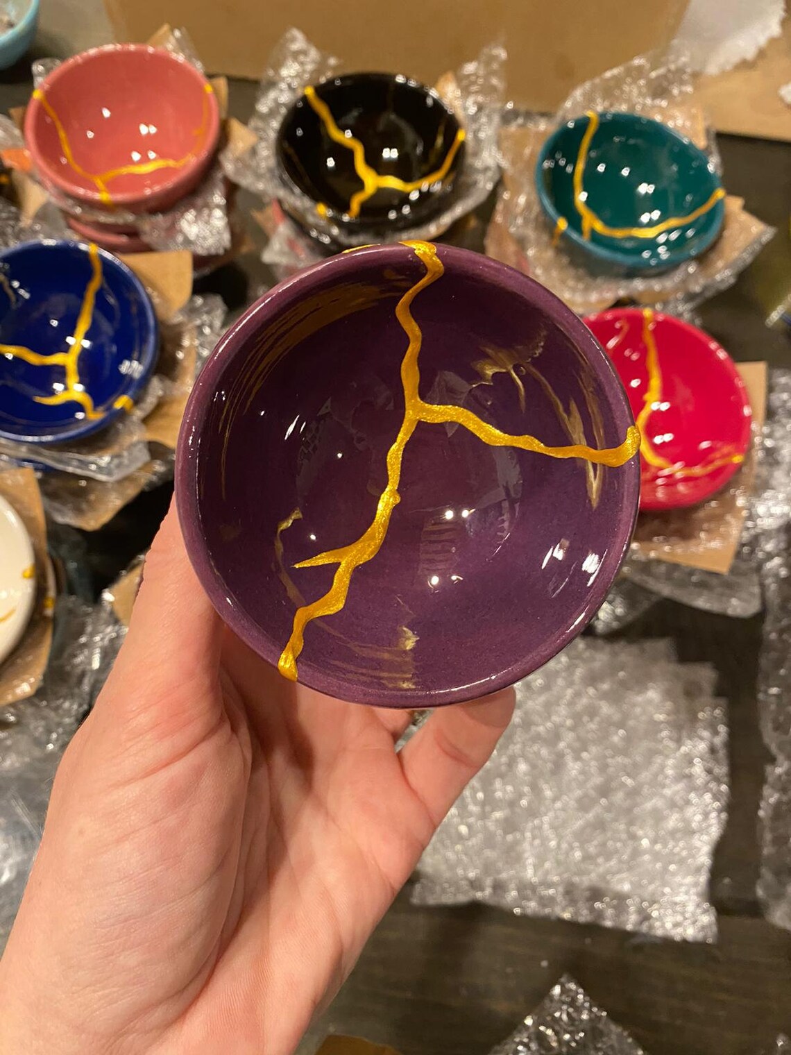 Small Size Purple Kintsugi Inspired Bowl - Handmade Iznik Pottery - Etsy