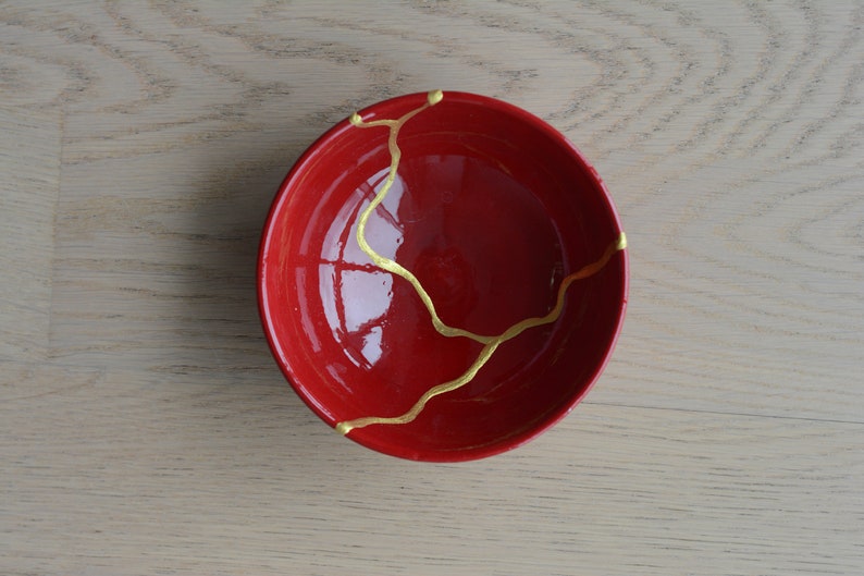 Red Kintsugi Inspired Bowl Handmade Iznik Pottery - Etsy