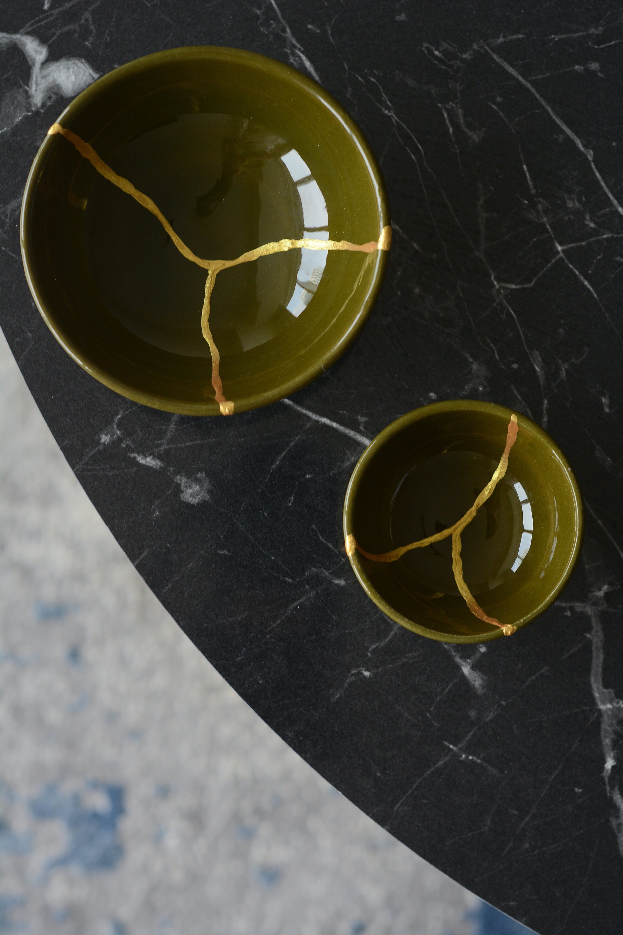 Olive Khaki Green Kintsugi Inspired Bowl Handmade Iznik Pottery - Etsy