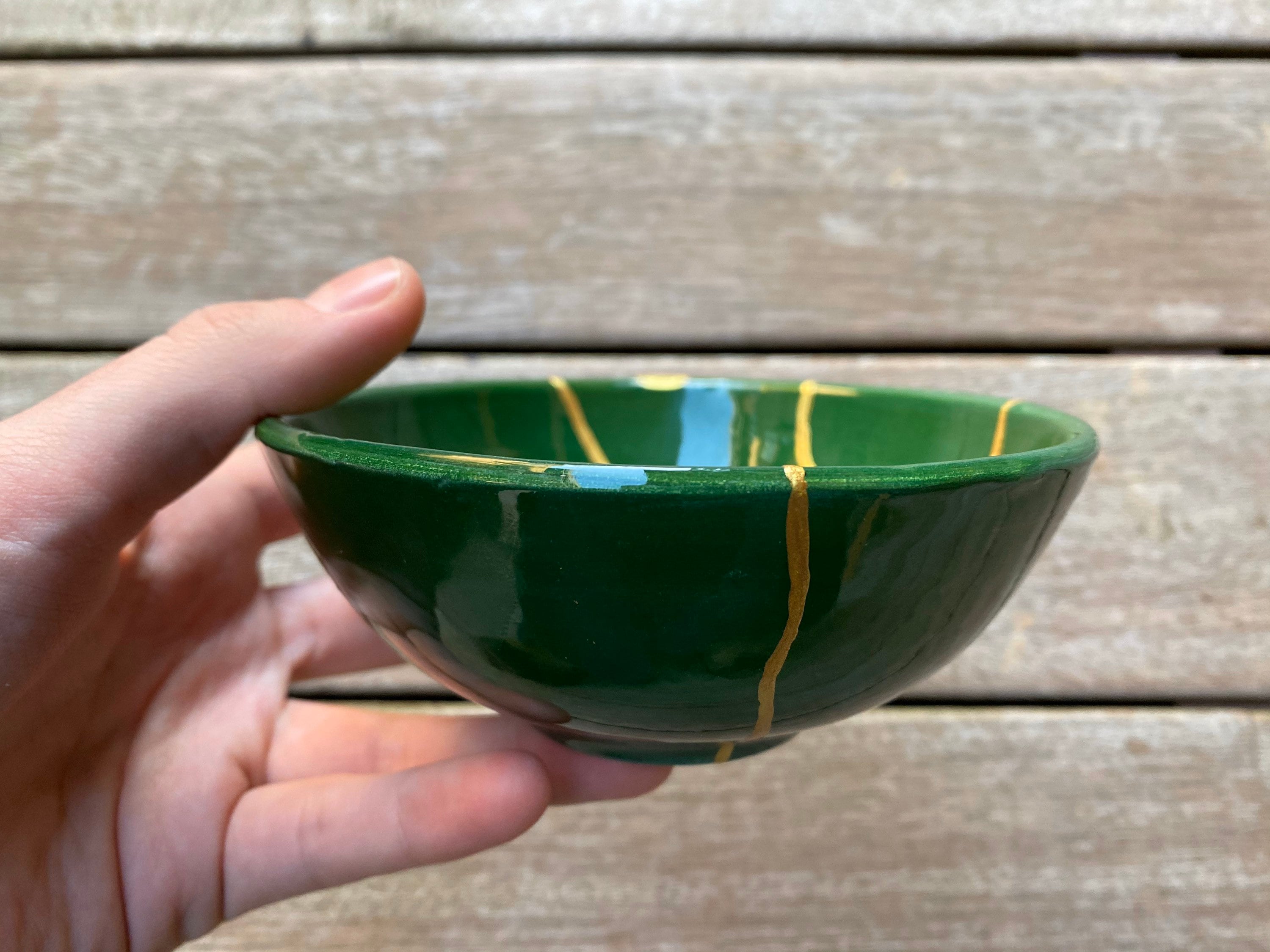 Green Kintsugi Inspired Bowl Handmade Iznik Pottery | Etsy