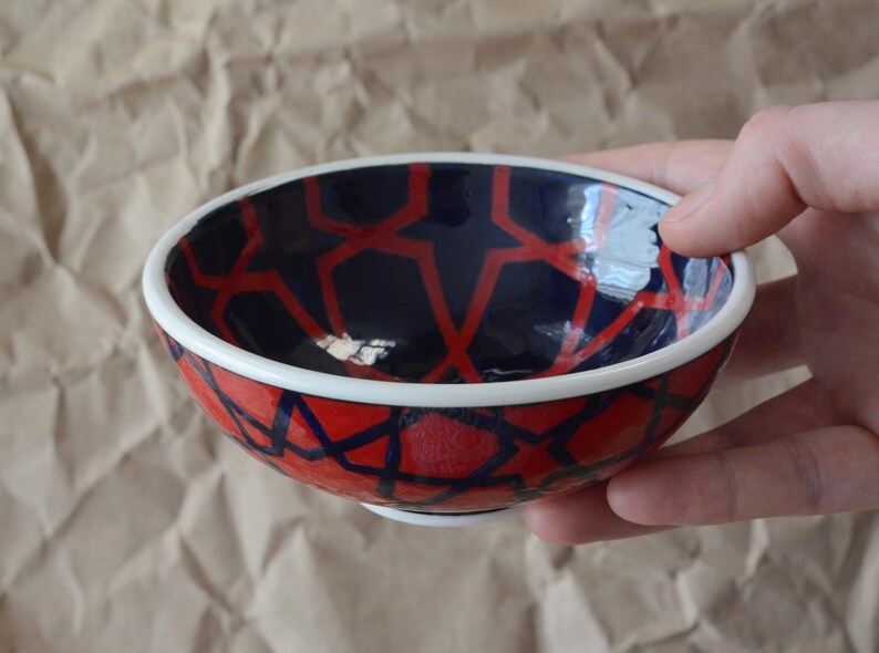 Geometric Pattern Bowls Set of Four Handmade Iznik Pottery - Etsy