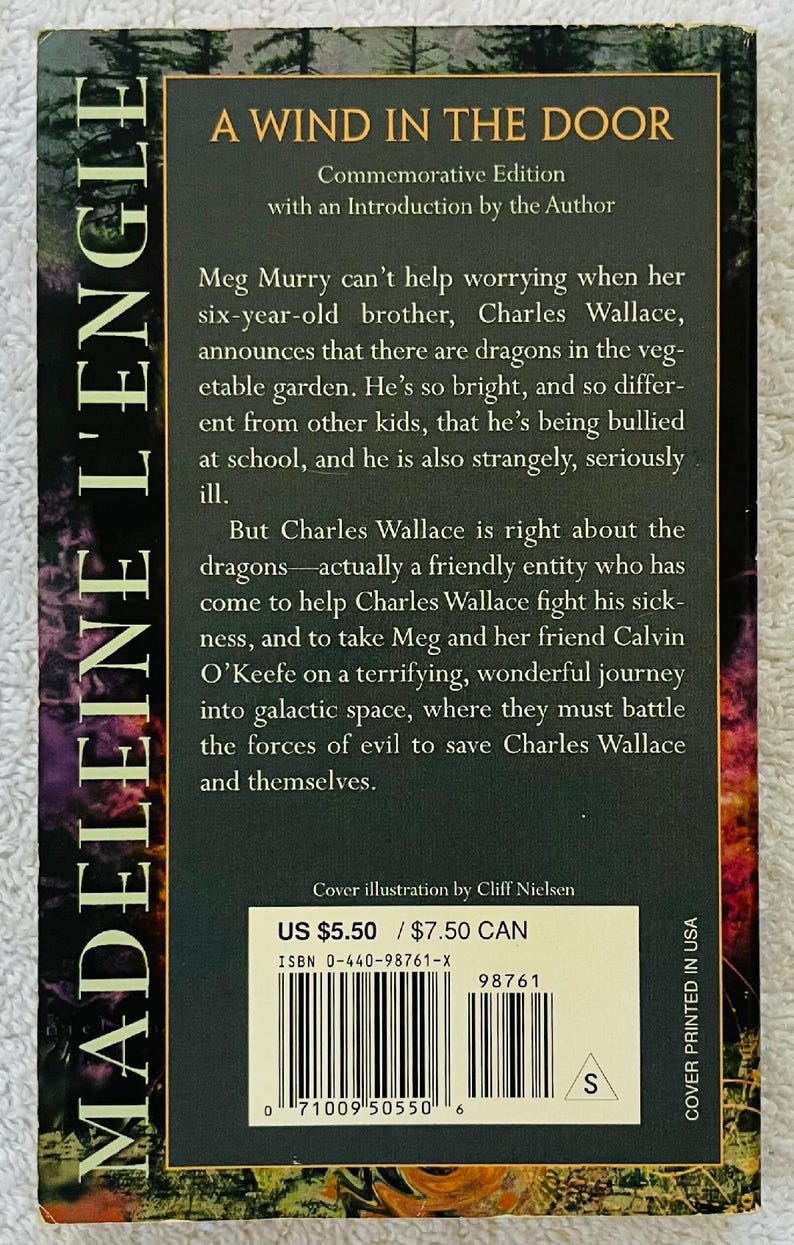 MADELEINE L'ENGLE - A Wind in the Door - Laurel Leaf Paperback Fantasy ...