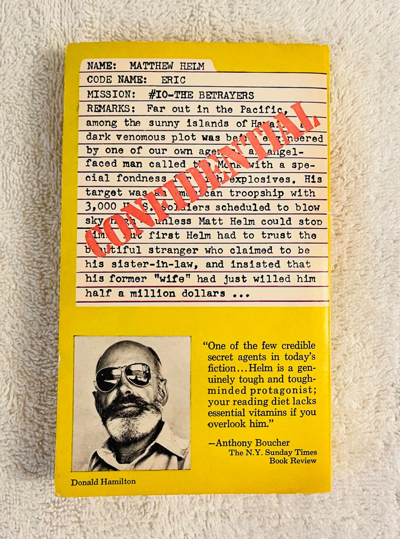 DONALD HAMILTON the Betrayers 1966 Gold Medal Paperback - Etsy