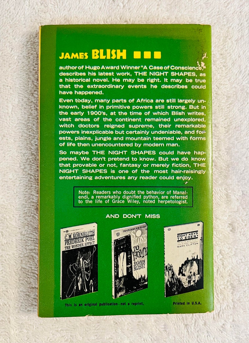 JAMES BLISH the Night Shapes 1962 Ballantine Paperback - Etsy