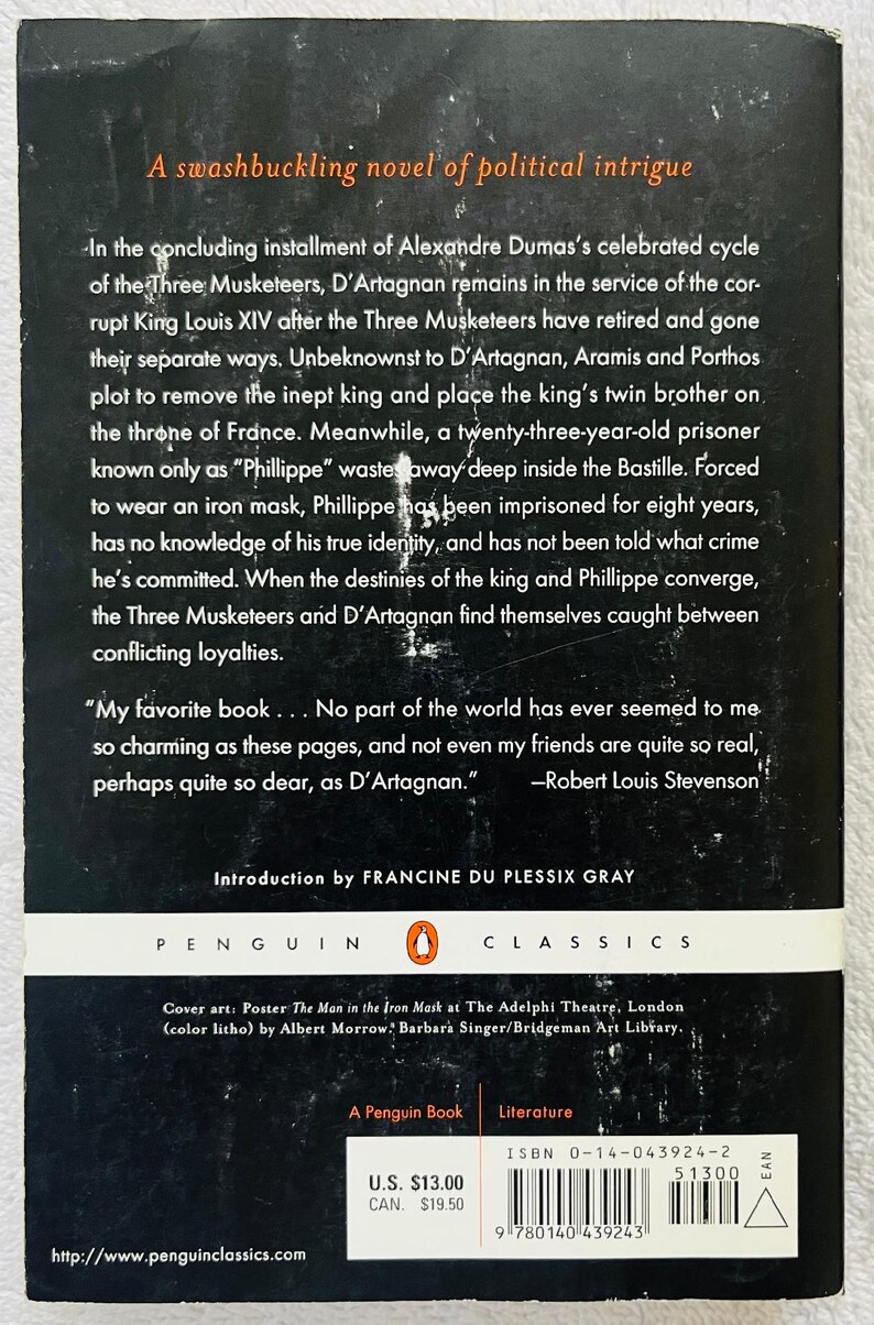 ALEXANDRE DUMAS - the Man in the Iron Mask - Penguin Classics Soft ...