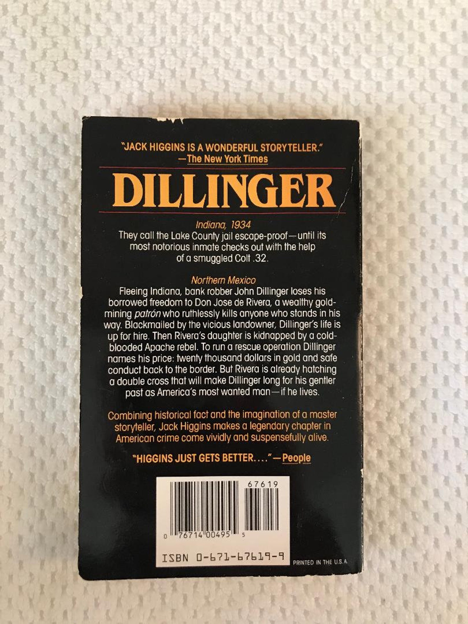 JACK HIGGINS Dillinger 1991 Crime Fiction paperback | Etsy