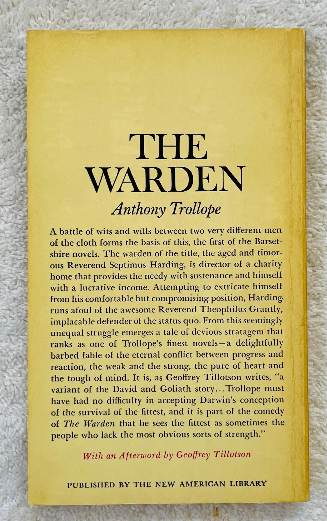 ANTHONY TROLLOPE - the Warden - 1964 Signet Classics First Printing ...